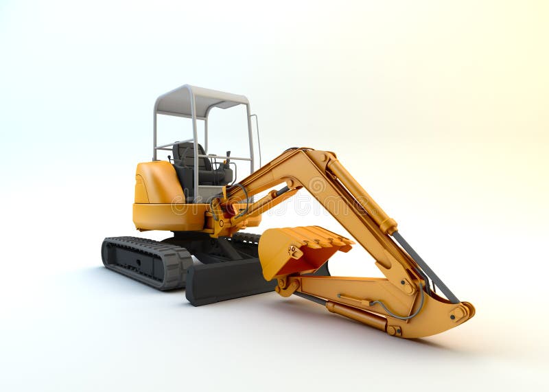 Yellow Mini Excavator Isolated Stock Illustration - Illustration of ...