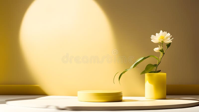Yellow Minimal Scene with Podium Stock Illustration - Illustration of ...