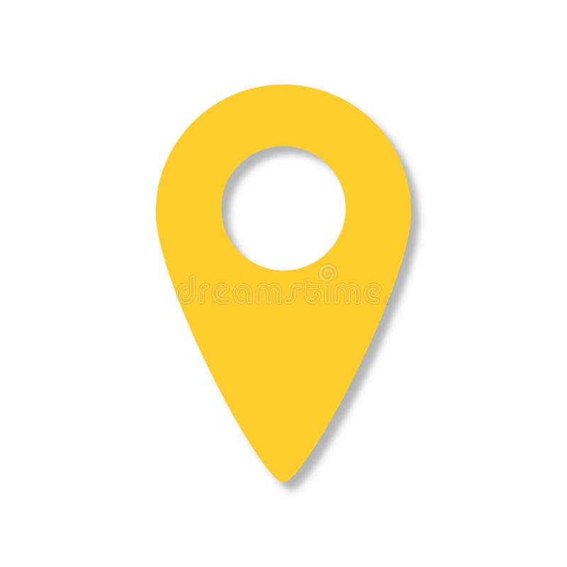 Yellow Minimalistic Map Pin Isolated on White, Vector Illustration ...