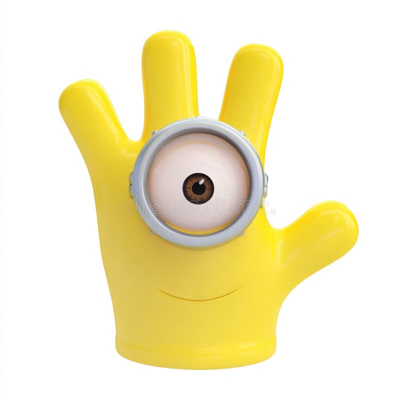 Yellow Minion Hand with One Eye and Goggle on White Background Stock ...