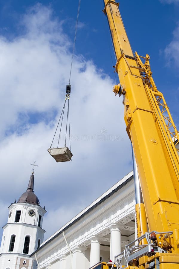 Mobile Crane Operating by Lifting an Electric Generator Stock Image ...