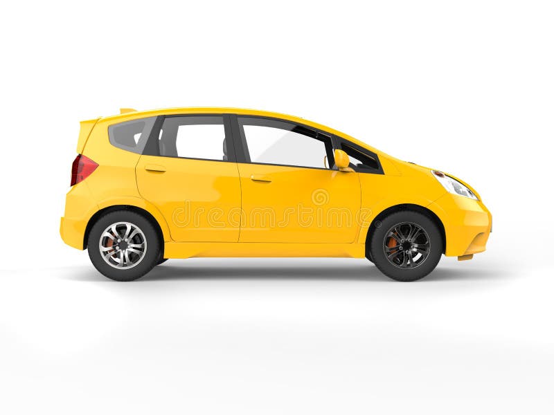 Yellow Modern Compact Electric Car - Side View Stock Illustration ...