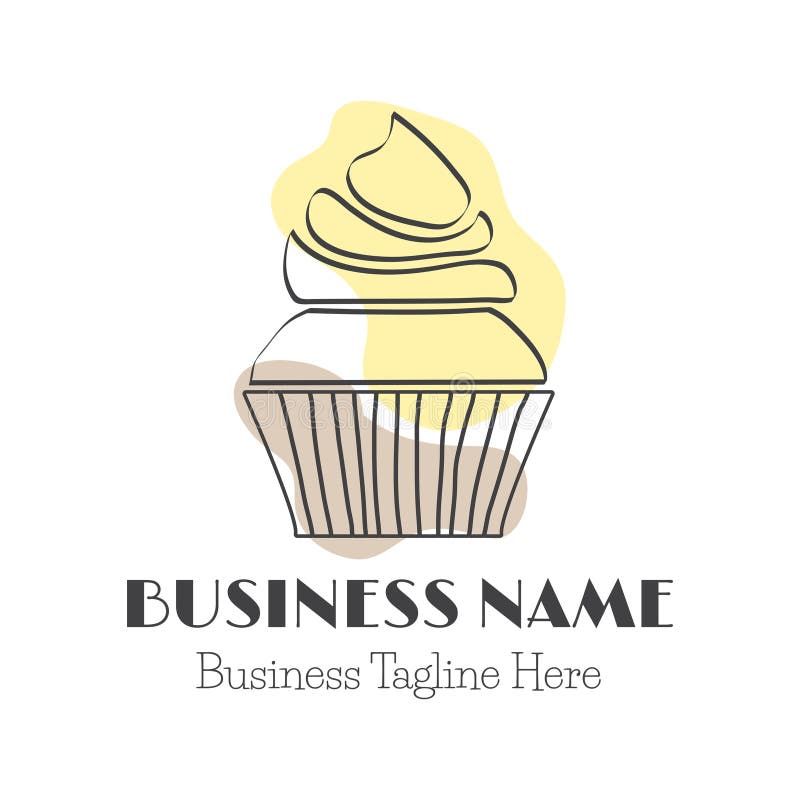 Yellow Modern Cupcake Logo for Bakery in Abstract Style Stock Vector ...