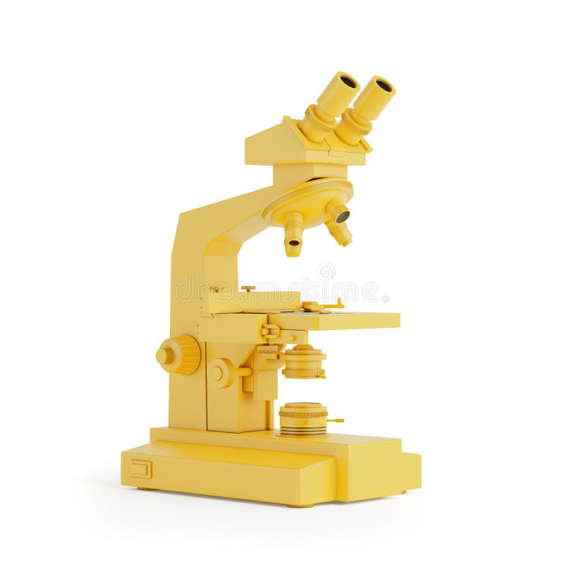 Yellow Modern Golden Laboratory Microscope in Clay Monochrome Style. 3d ...