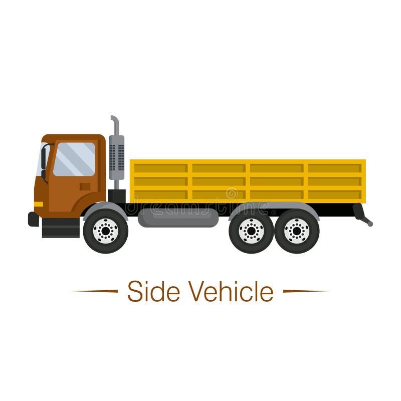 Yellow Modern Side Vehicle with Brown Cab Stock Vector - Illustration ...