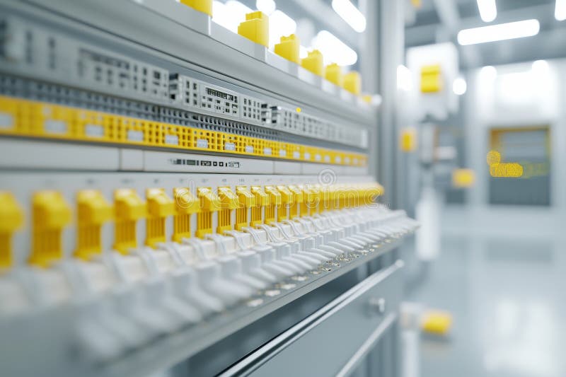 Yellow Modular Cables Connected To a Data Hub Symbolizing Secure Data ...