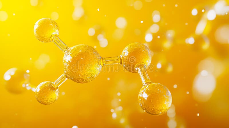 A Yellow Molecule with a Blue Line in the Middle Stock Photo - Image of ...