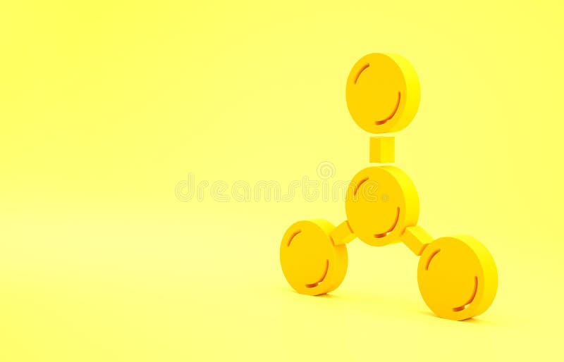 Yellow Molecule Icon Isolated on Yellow Background. Structure of ...