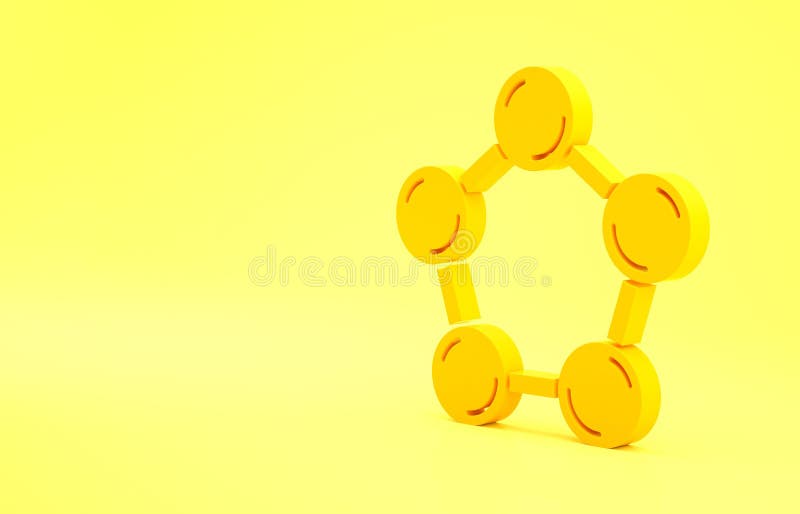 Yellow Molecule Icon Isolated on Yellow Background. Structure of ...