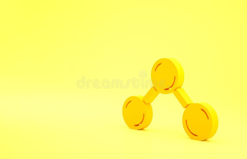 Yellow Molecule Icon Isolated on Yellow Background. Structure of ...