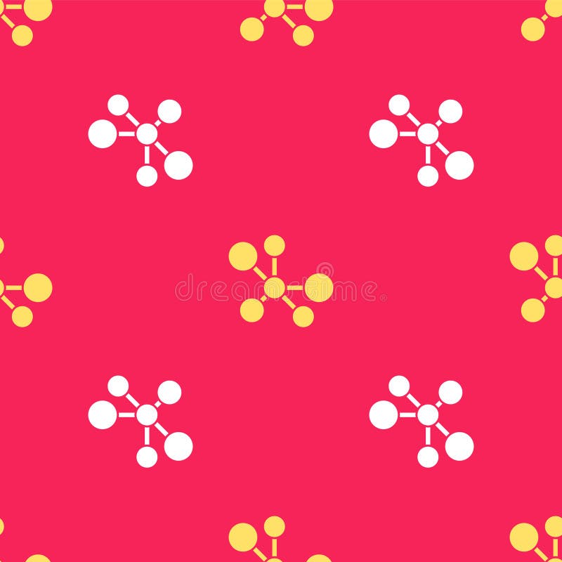 Yellow Molecule Icon Isolated Seamless Pattern on Red Background ...