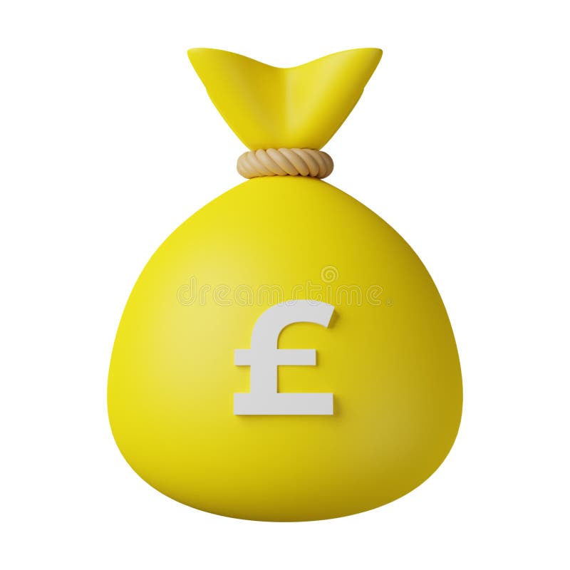 Yellow Money Bag Pound 3D Illustration Stock Illustration ...