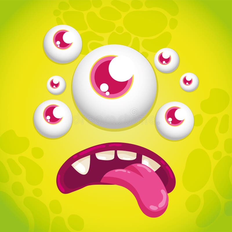 Yellow Monster Avatar with Multiple Eyes Vector Stock Vector ...