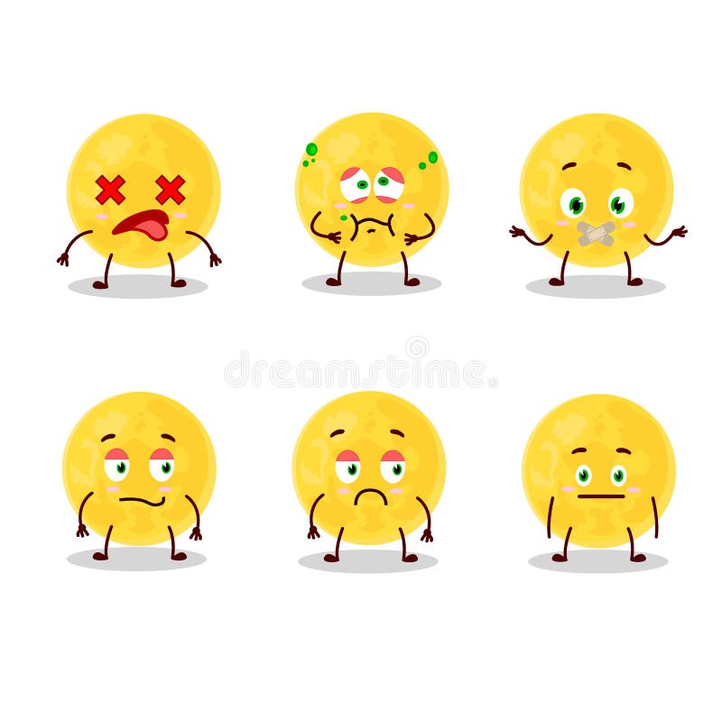 Yellow Moon Cartoon Character with Sad Expression Stock Vector ...