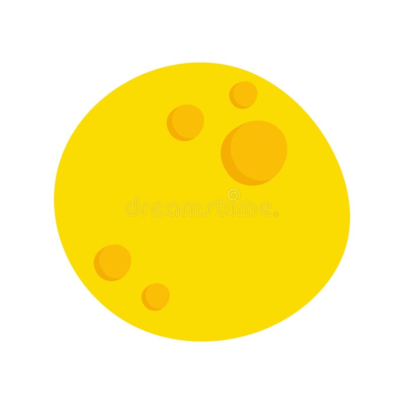 Yellow Moon with Craters. Vector Illustration of Full Moon in Flat Style. Colored Moon Icon ...