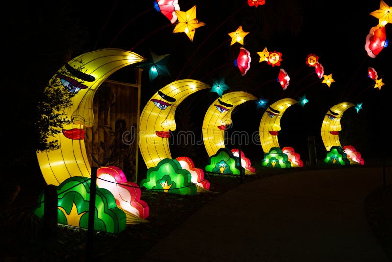 Yellow moon lantern editorial stock photo. Image of green - 167433023