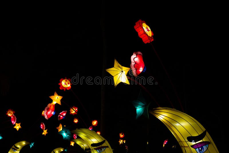 Yellow moon lantern stock image. Image of evening, green - 167433121
