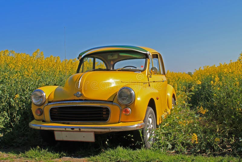 Yellow Morris Minor car editorial stock image. Image of green - 114967504