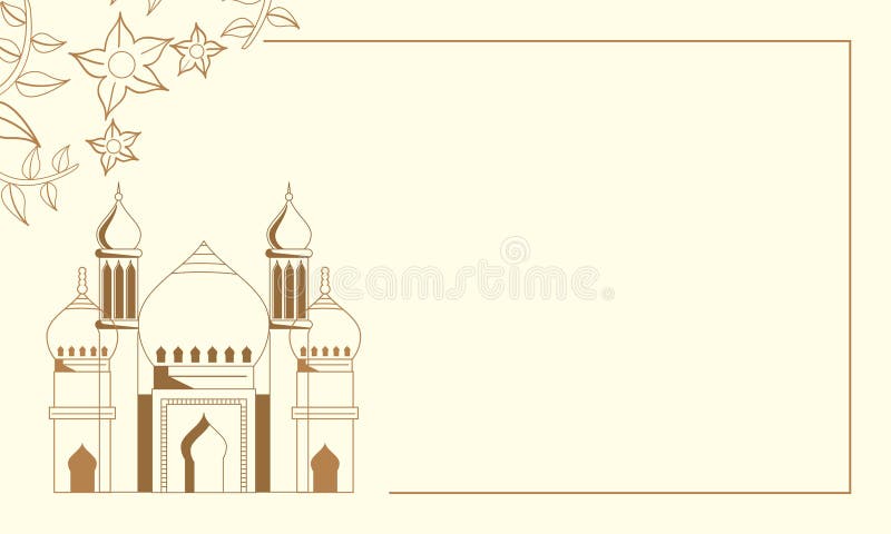 Yellow Mosque in Square Frame Stock Vector - Illustration of muslim ...