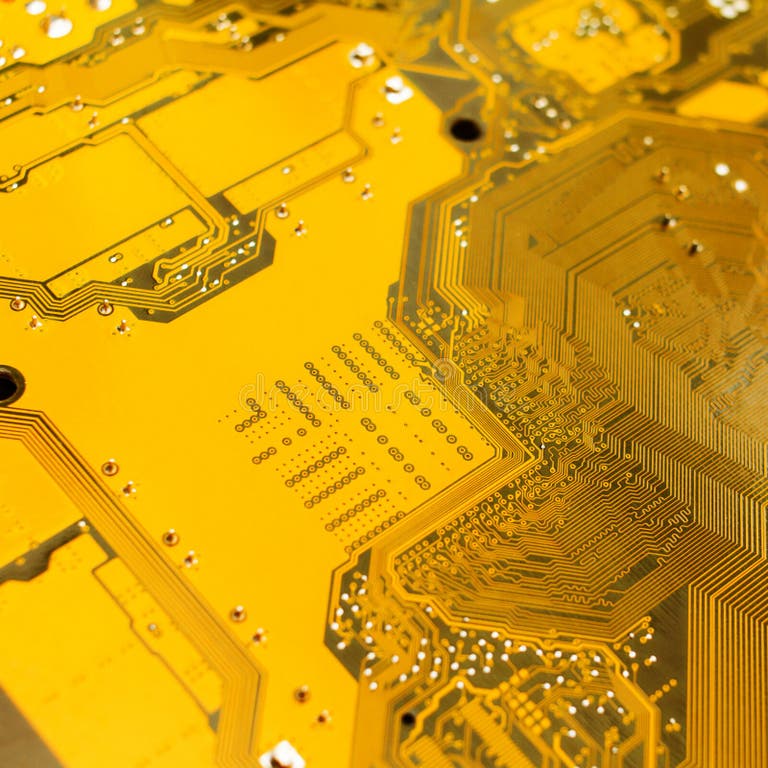 Yellow Motherboard Backside Stock Image - Image of close, motherboard ...