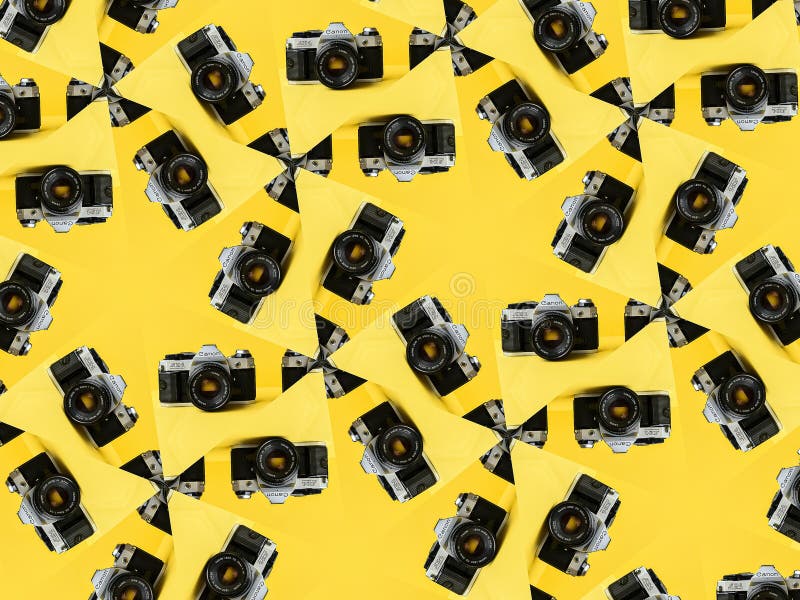The Yellow Motif is Printed with Camera Art Patterns and Graphic ...