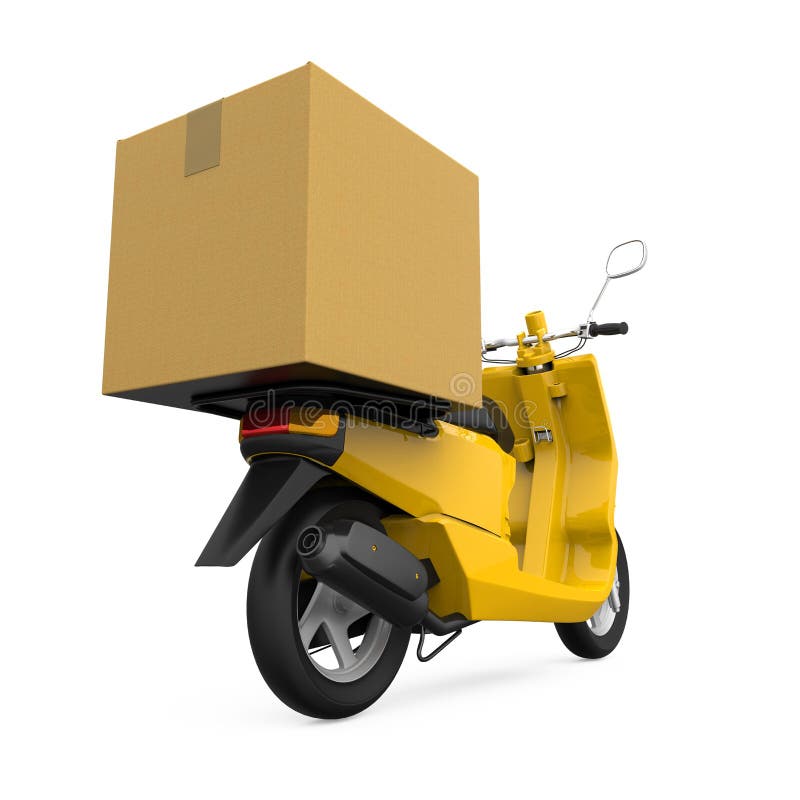 Yellow Motorcycle Delivery Box Stock Illustration - Illustration of ...
