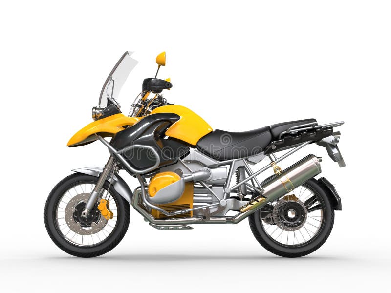 Yellow Motorcycle - Side View Stock Illustration - Illustration of ...