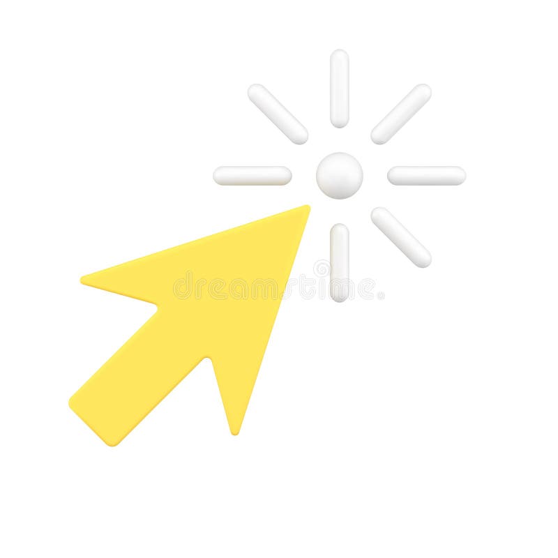 Yellow Mouse Pointer Clicking on Web Site Page 3d Icon Vector Badge ...