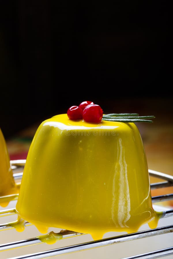 Yellow Mousse Cake with Berries. Shallow Depth of Field Stock Image ...