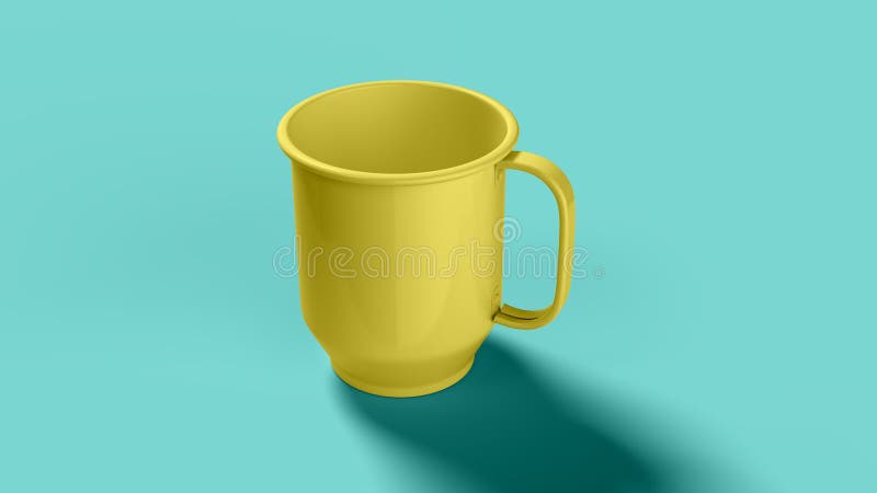 Yellow Mug in Blue Scene, Left Side View Stock Illustration ...