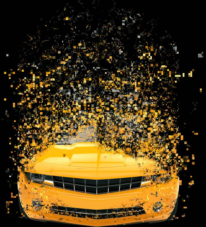 Yellow Muscle Car - Pixel Destruction Stock Illustration - Illustration ...