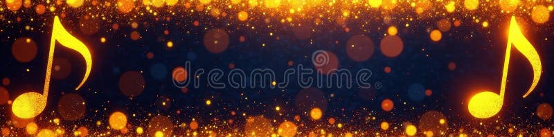 Yellow Musical Note Border with Glitter Effect, Flat Illustration ...