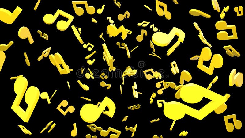 Yellow Musical Notes on Black Background. Stock Video - Video of ...