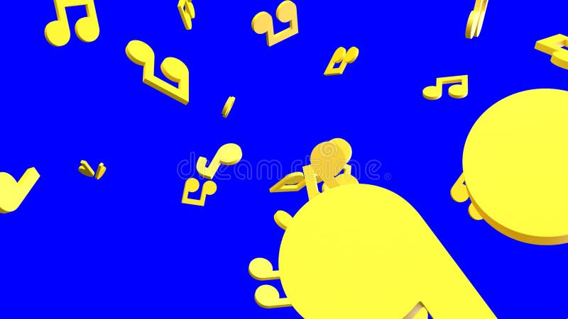Yellow Musical Notes on Blue Chroma Key Background. Stock Video - Video ...