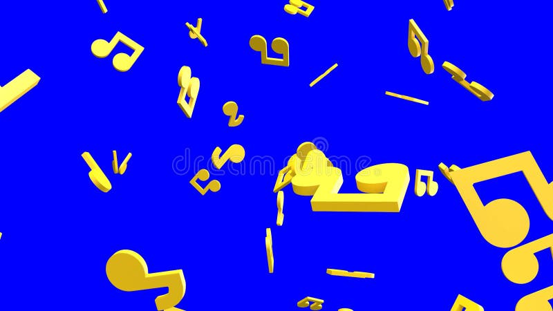 Yellow Musical Notes on Blue Chroma Key Background. Stock Video - Video ...