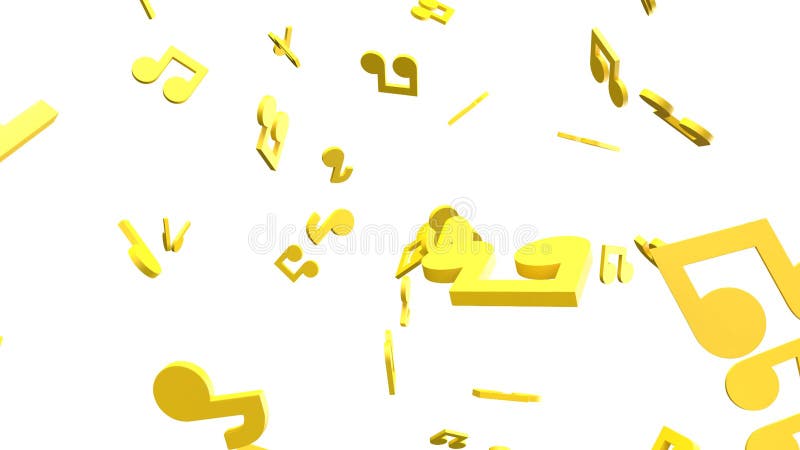 Yellow Musical Notes on White Background. Stock Video - Video of ...