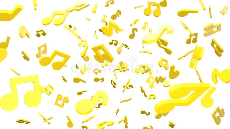 Yellow Musical Notes on White Background. Stock Illustration ...