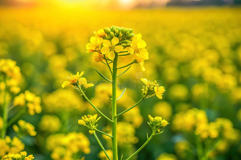 Yellow Mustard Flower on Mustard Field. Created with Generative AI ...