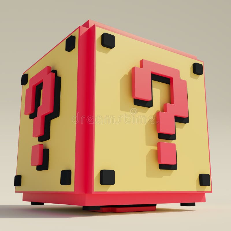 Yellow Mystery Box with Red Question Marks. 3D Rendering Illustration ...
