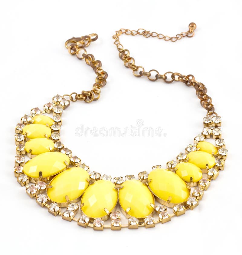 Yellow necklace stock photo. Image of treasure, emerald - 30427358