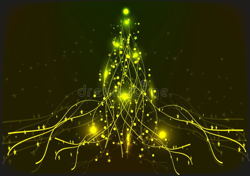 Yellow Neon Christmas Tree. Background. Stock Vector - Illustration of ...