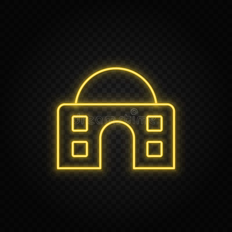 Yellow Neon Icon Building, College. Transparent Background Stock ...