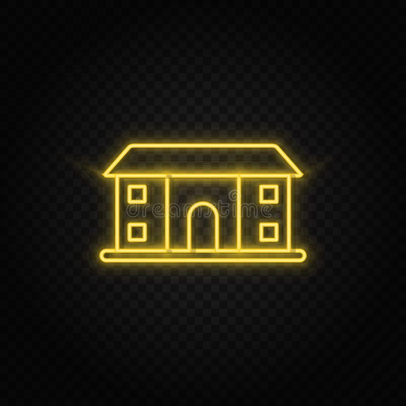 Yellow Neon Icon Building, College. Transparent Background Stock ...