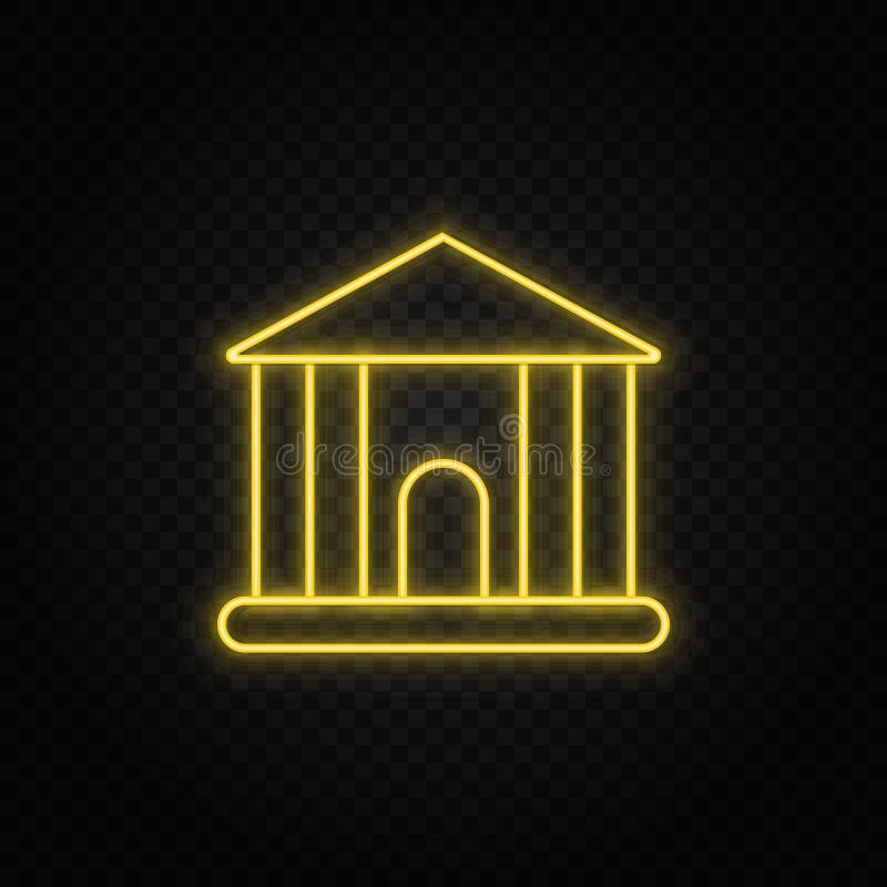 Yellow Neon Icon Building, College. Transparent Background Stock ...