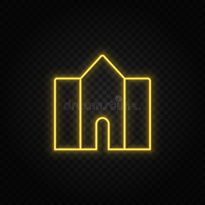 Yellow Neon Icon Building, College. Transparent Background Stock ...