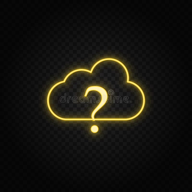 Yellow Neon Icon Cloud Faq, Cloud Support. Transparent Background Stock ...