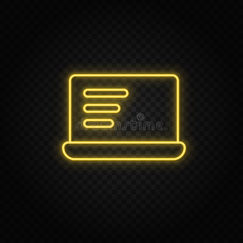 Notebook Yellow Neon Icon .Transparent Background. Yellow Neon Vector ...