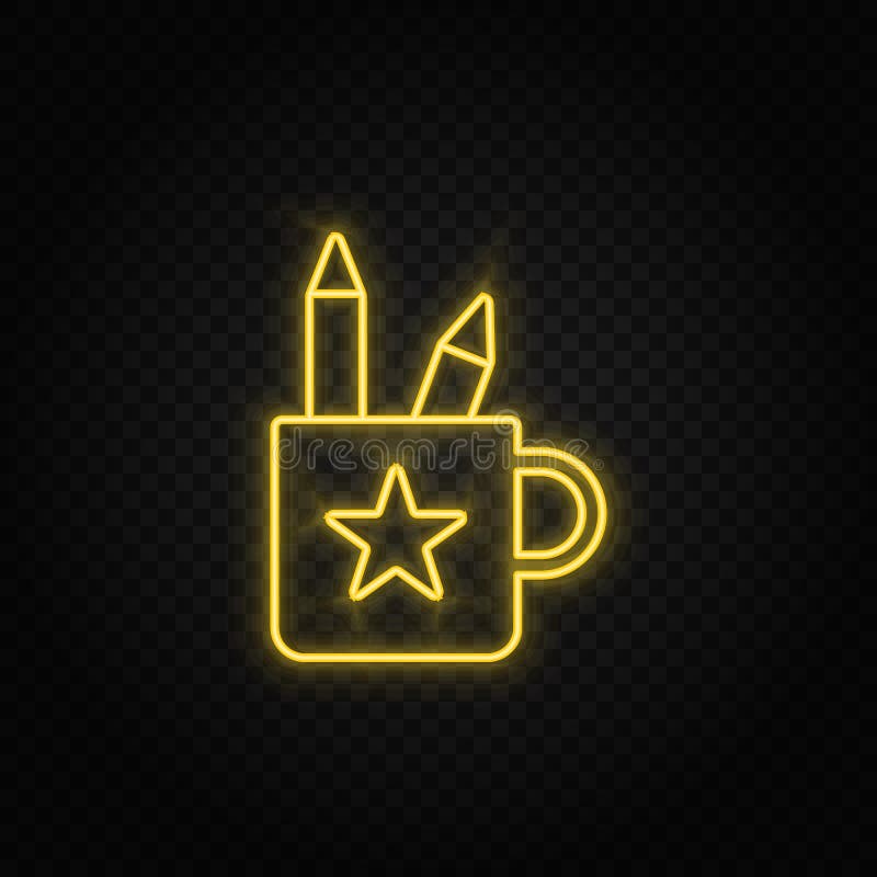 Yellow Neon Icon Desk Organizer. Transparent Background Stock ...