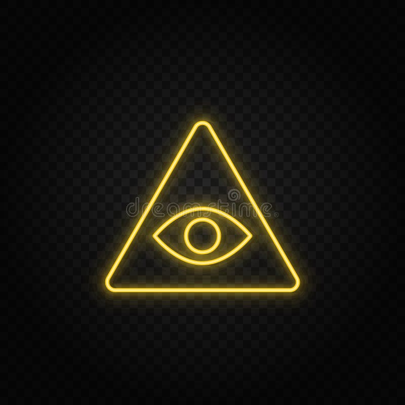 Eye, Pyramid Neon Vector Icon. Illustration Neon Blue, Yellow, Red Icon ...