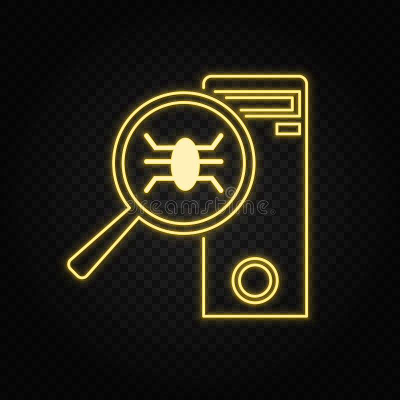 Yellow Neon Icon System Computer Virus. Transparent Background Stock ...